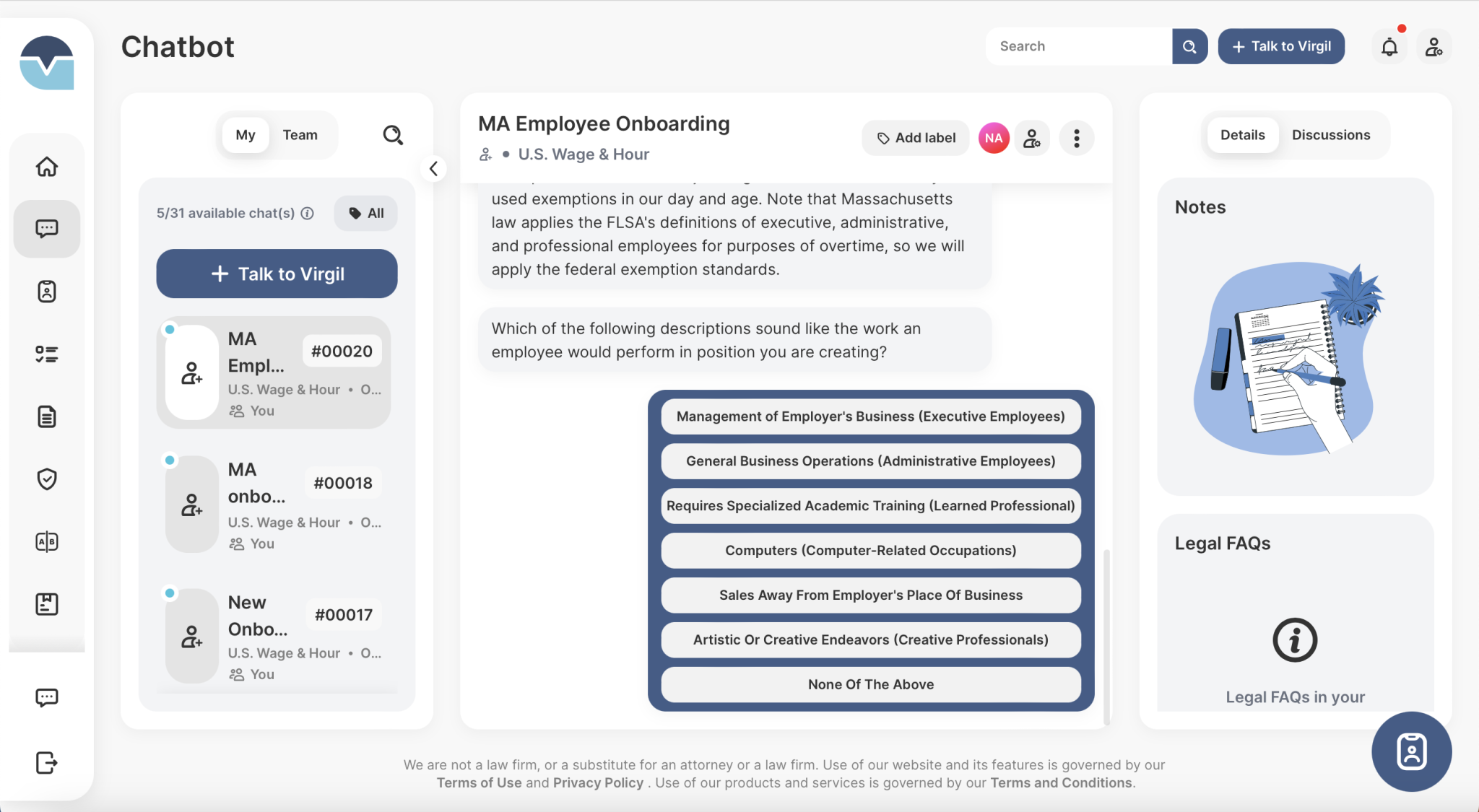 VirgilHR Chatbot - VirgilHR